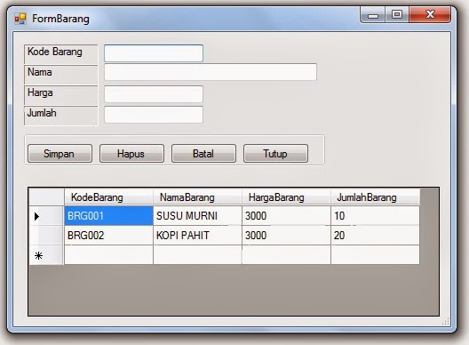 Gratis Aplikasi Dasar VB .Net 2010 (Input, Edit, Delete) - Pintar VB | Tutorial Visual Basic
