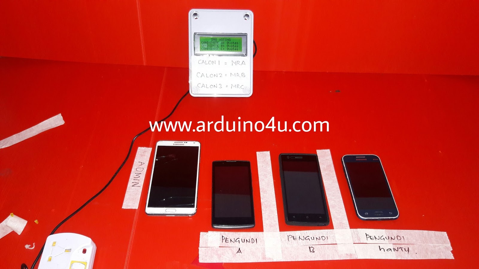 Projek Elektronik Arduino4u.com: 159-SMS Voting