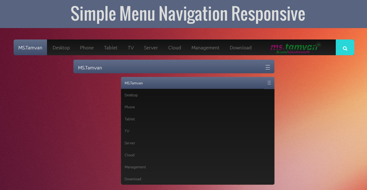 Simple Menu Navigation Bar Responsive Simple Menu Navigation Bar Responsive