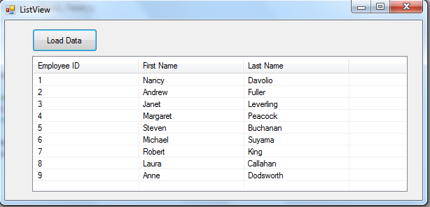 Load Data Into Listview From Database In C Logic