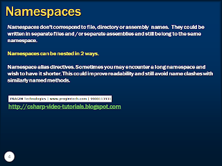 Sql server, .net and c# video tutorial: Part 18 – Namespaces in C#