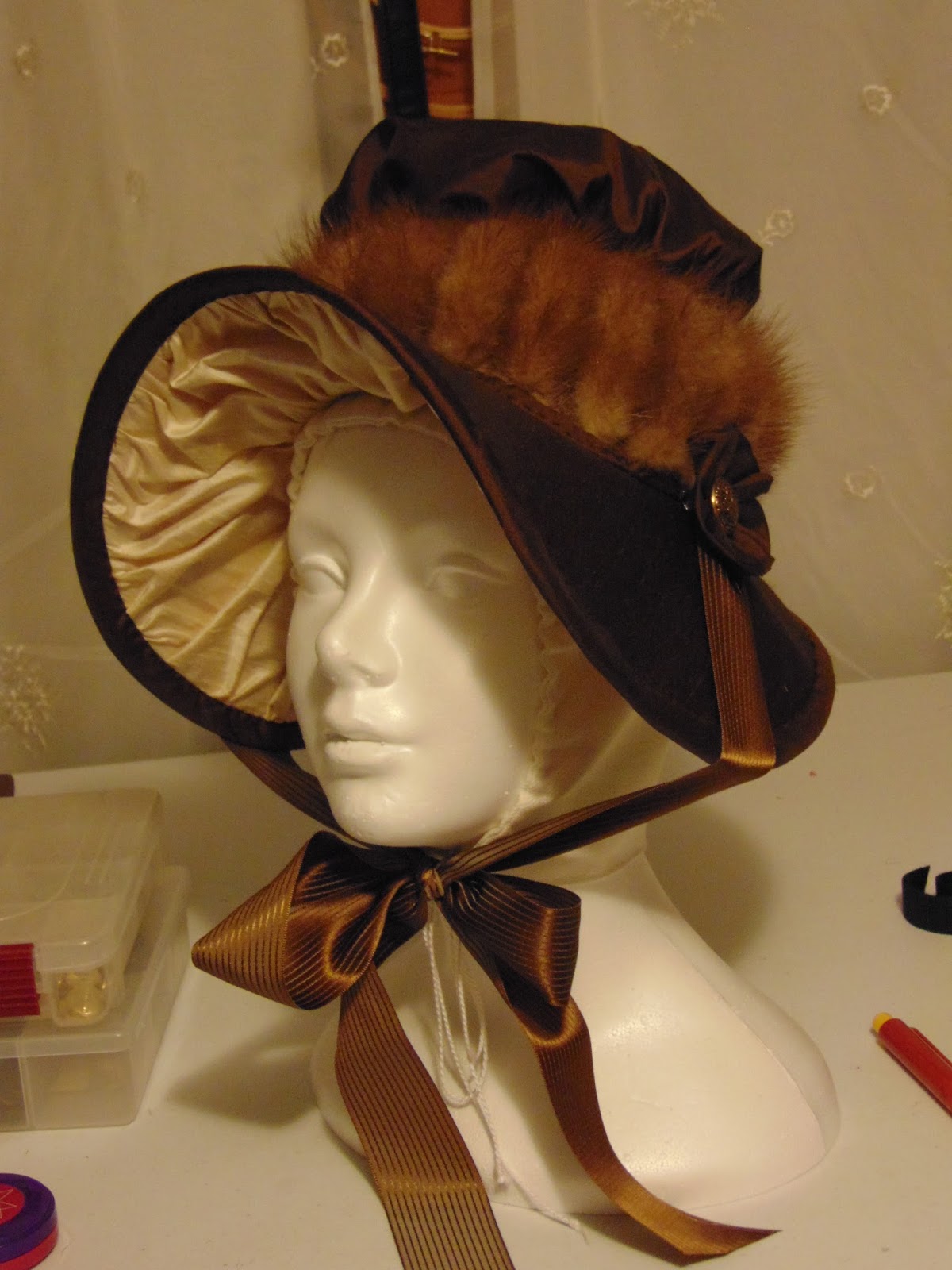 The Antique Sewist: Regency Bonnet - Repurposing a Vintage Pillbox Hat