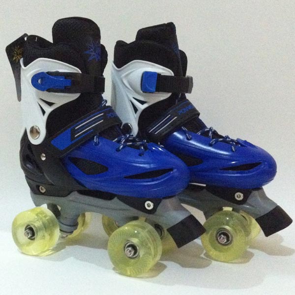 Sepatu Roda 4 POWER LINE Blue BAN KARET (SIZE M) | Harga Mainan Anak