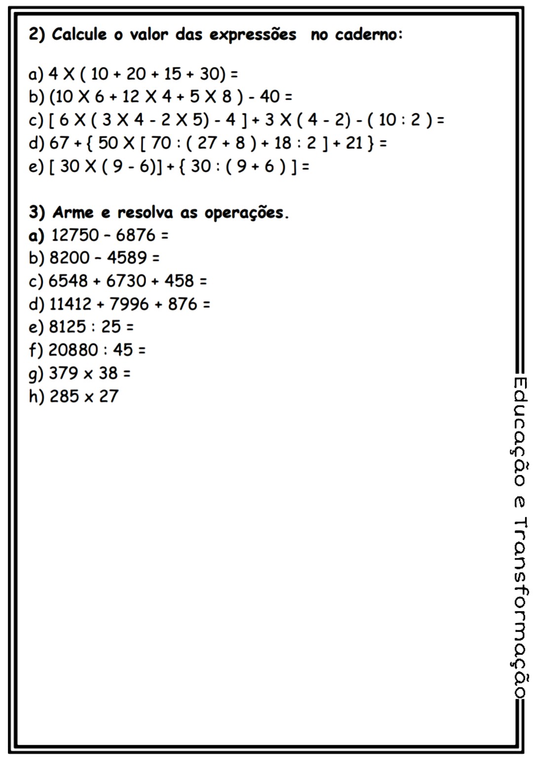 Expressões Numéricas - 6 Ano - LIBRAIN