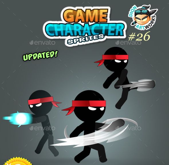 Ninja Stickman Game Character Sprites 26 - Op-Droid