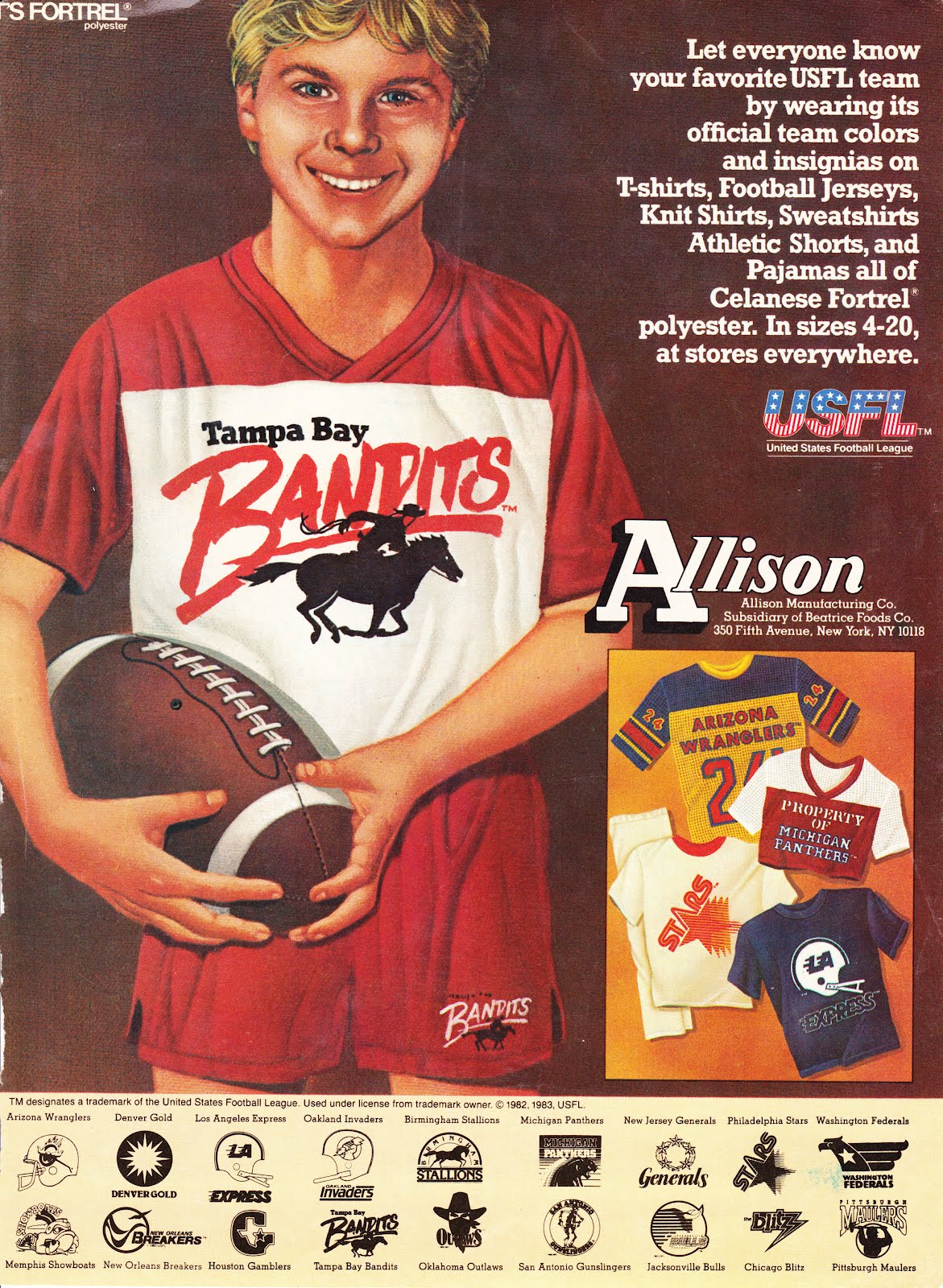 Papergreat: Advertisement for USFL clothing from 1984 championship program