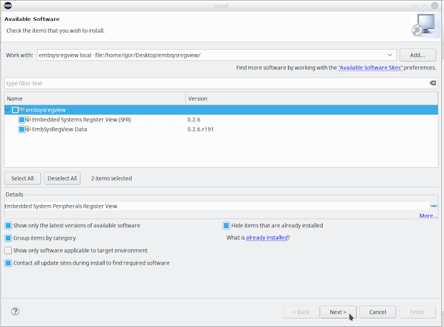 Embsysregview - Eclipse plugin and how to install it