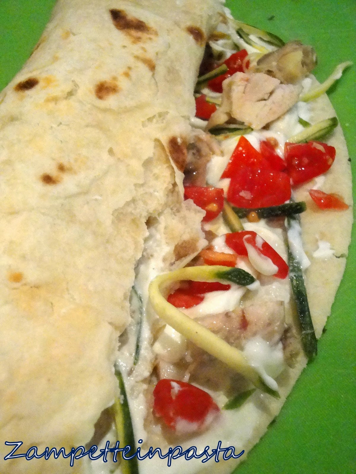 PIADINA CON VERDURA E POLLO | ZAMPETTE IN PASTA