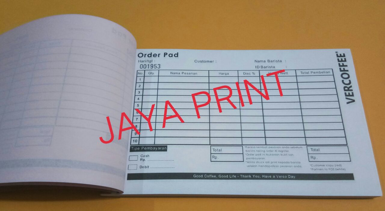 JAYA PRINT: Percetakan Nota Cafe di Semarang