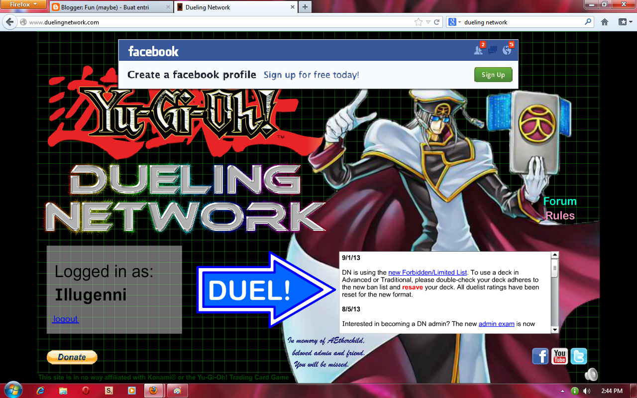 Fun (maybe): Dueling Network (Yugioh! Online Duel)