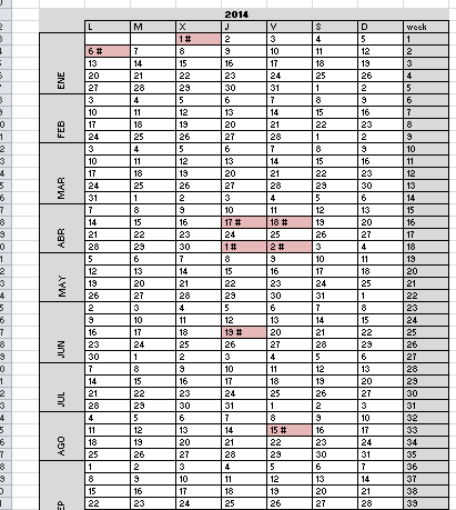Excel examples for your work, sports and more.: Calendar 2014 v3