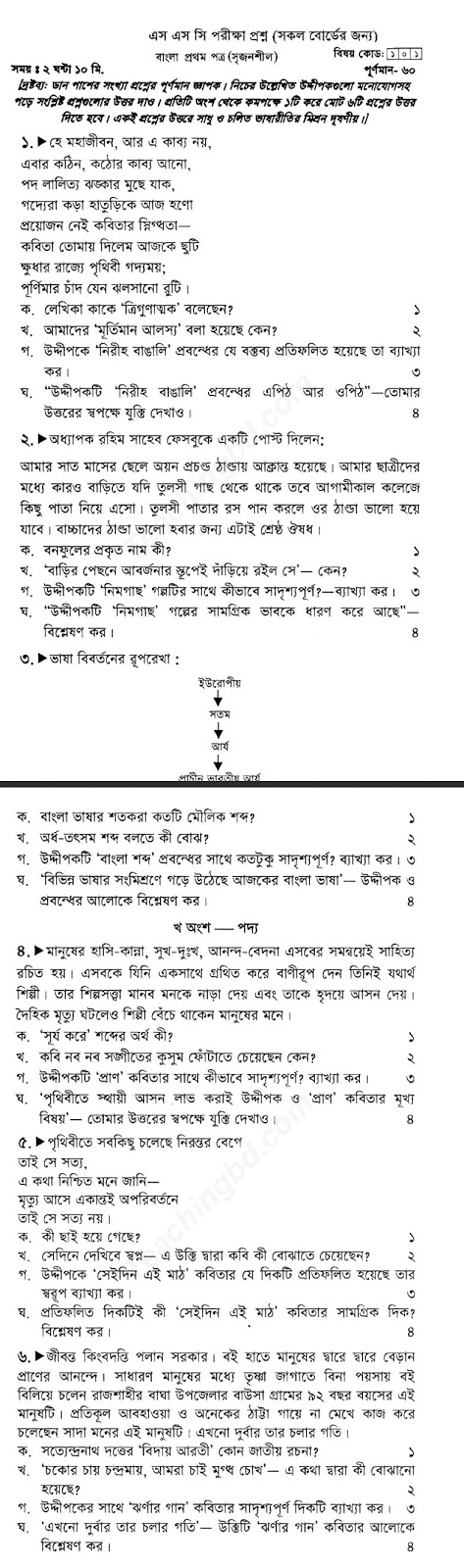 SSC Bangla 1st Paper Model Question - 02