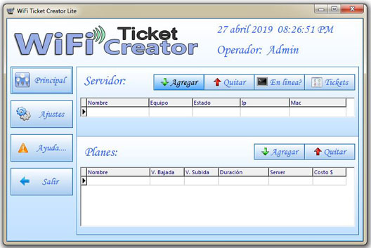 Montoya Services: WiFi Ticket Creator Lite Configuraciones
