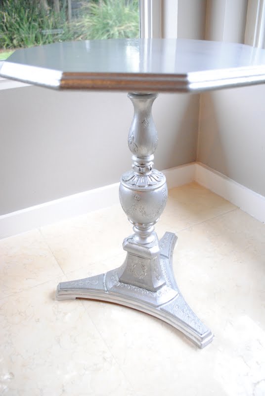 jandjhome: Antiqued Silver Table