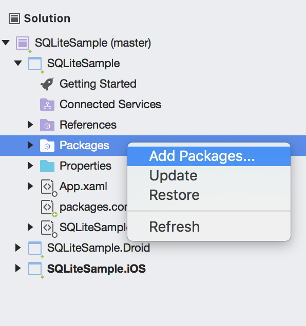 After That Add Packages Dialog Window Will Open Search For Sqlitenet Pcl And Click On Add