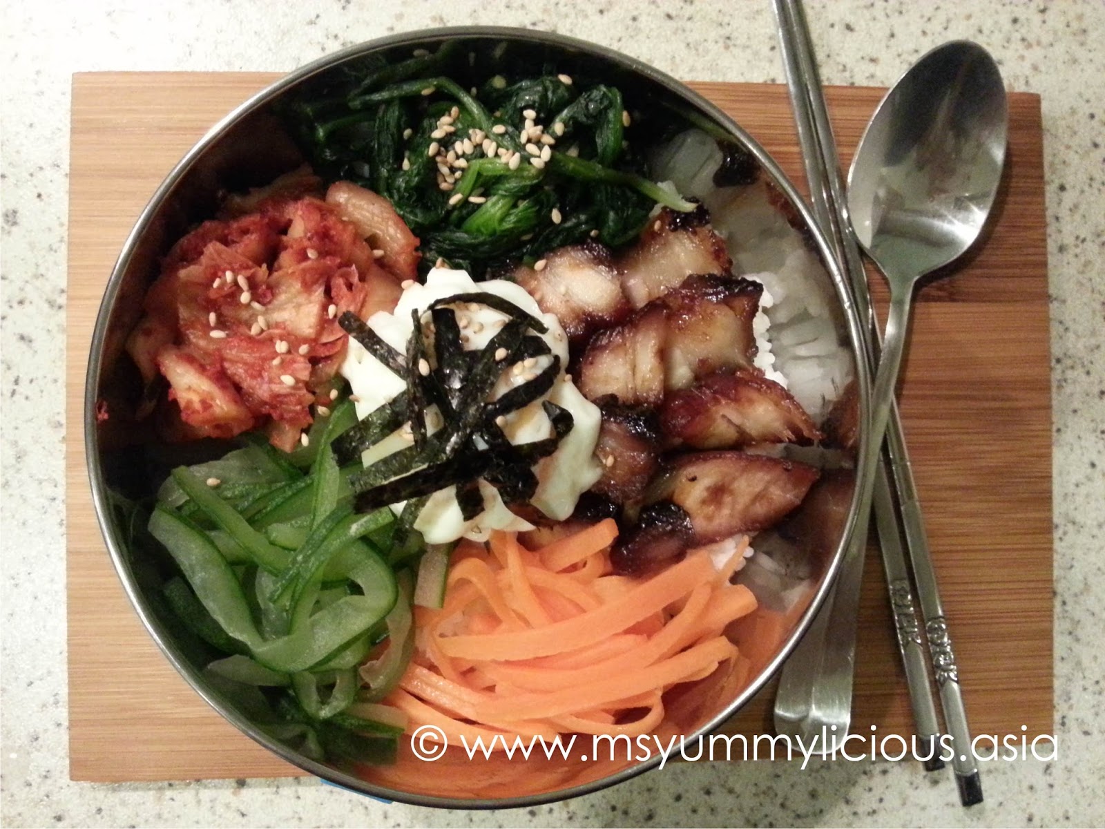 Bibimbap 비빔밥 (With BBQ Pork Belly And Kimchi) - Yummy~licious + Baby ...