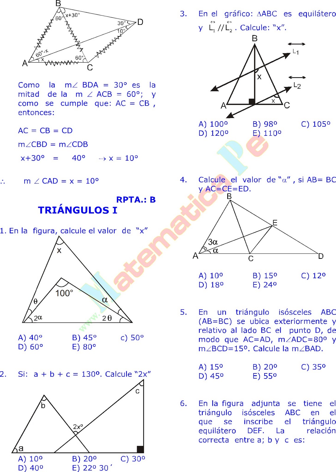 LOS TRIÁNGULOS Y SUS PROPIEDADES EJERCICIOS RESUELTOS DE GEOMETRÍA ... LOS TRIÁNGULOS Y SUS PROPIEDADES EJERCICIOS RESUELTOS DE GEOMETRÍA ...