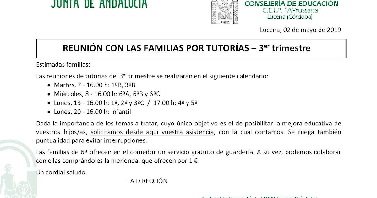 NOTIBLOG: AVISO: REUNIONES TUTORIALES TRIMESTRE 3º