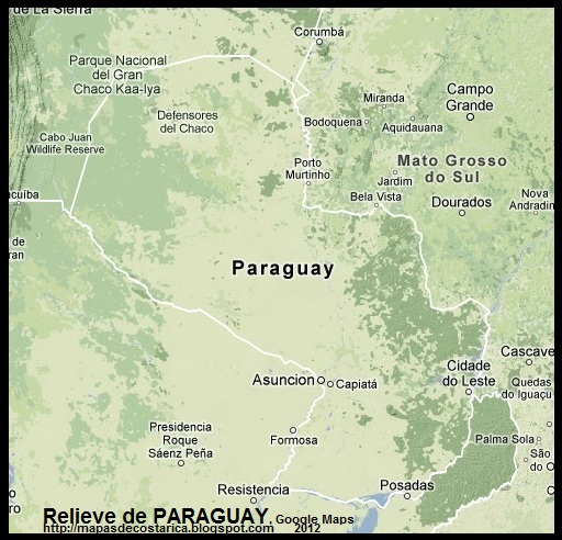 Mapa de Relieve de PARAGUAY, Google Maps
