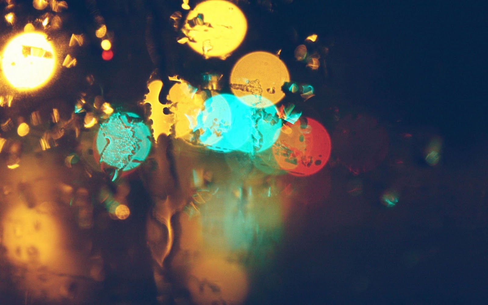 Lights Rain Window Lights Blue Yellow Orange HD Wallpaper Wallpaper ...