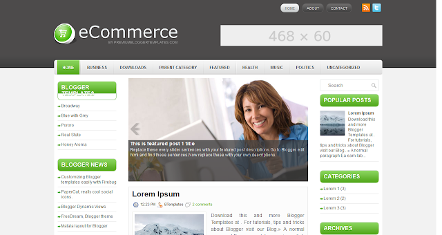 eCommerce Blogspot Template - Free Blogger Templates From Sheryar
