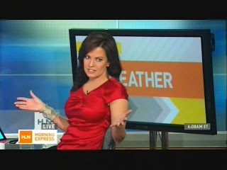Ladies in Satin Blouses: Robin Meade - red satin top
