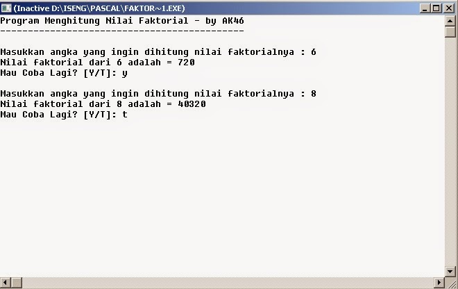Program Menghitung Nilai Faktorial