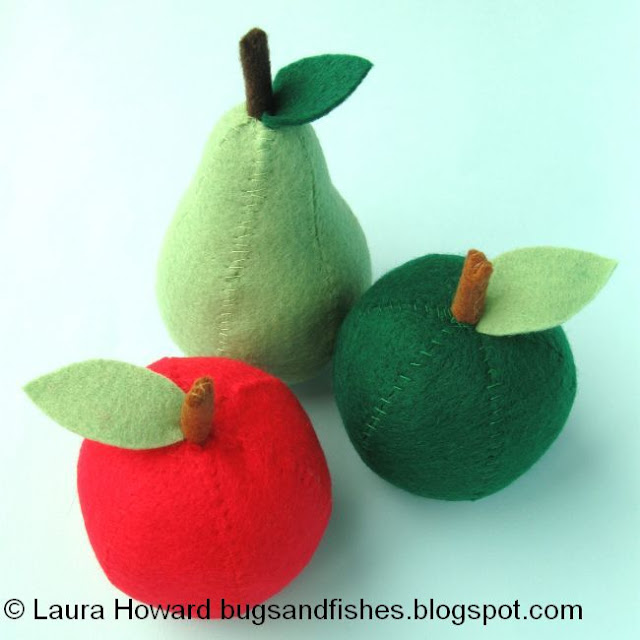 Bugs and Fishes by Lupin: Sew some Felt Fruit! Apple and Pear Tutorial