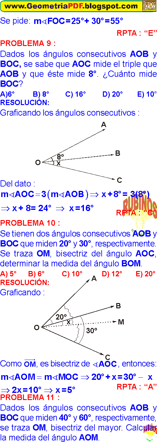ÁNGULOS GEOMÉTRICOS EJERCICIOS RESUELTOS PDF