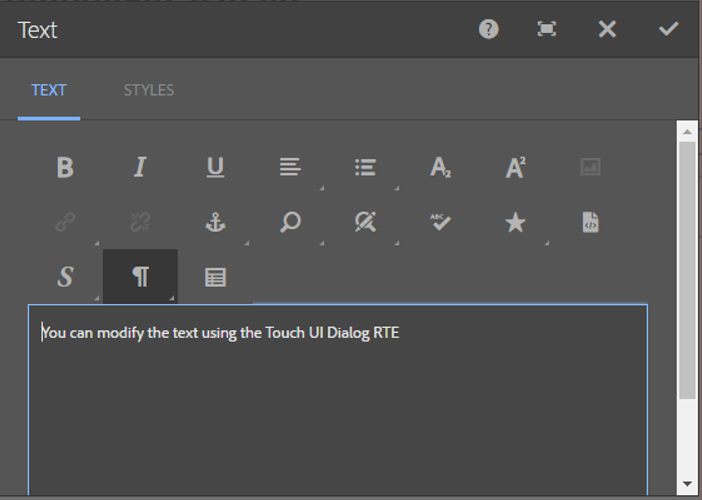 Configuring Experience Manager Rich Text Editor Plugins in a Touch UI Component Dialog - AEM ...