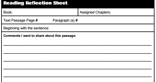 How to Teach a Novel: Reading Response Sheet