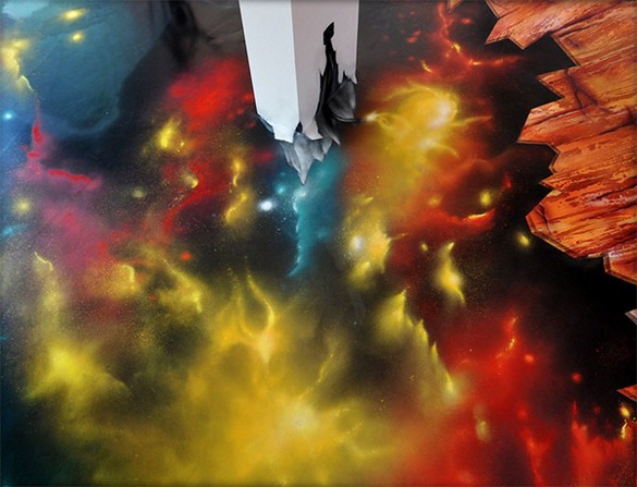 Incredible Space Scene Spray Painted on an Entire House Floor ~ Cyberzed