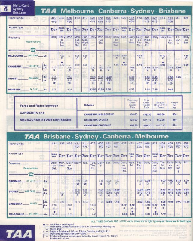 Airline memorabilia: TAA Trans Australia Airlines (1978)