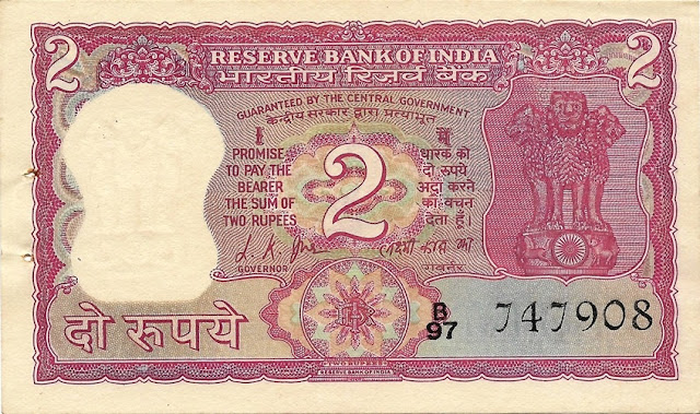 Numismatics is My Hobby: Currency - India - 2 Rupees - Year 1967-1970
