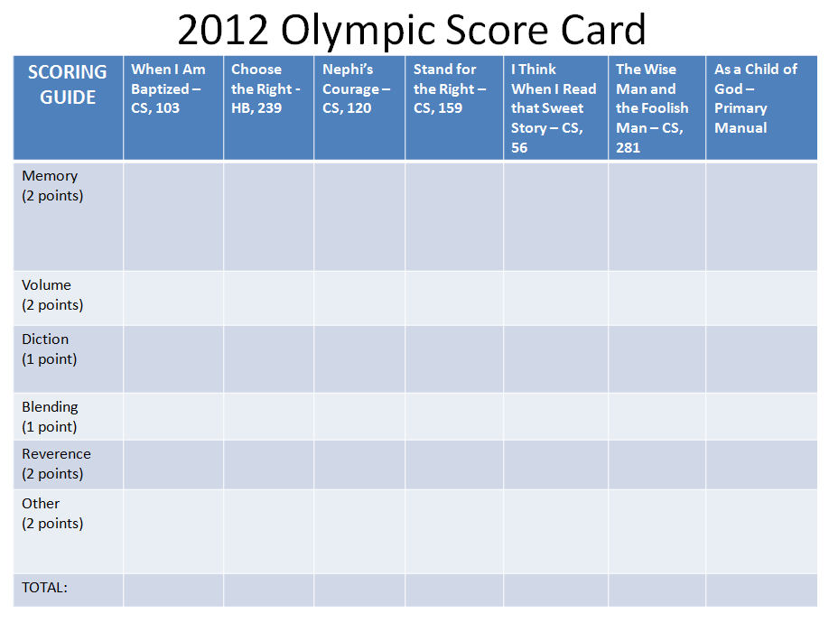 Singing Time and Sunday School : The Singing Time Olympics, Part II
