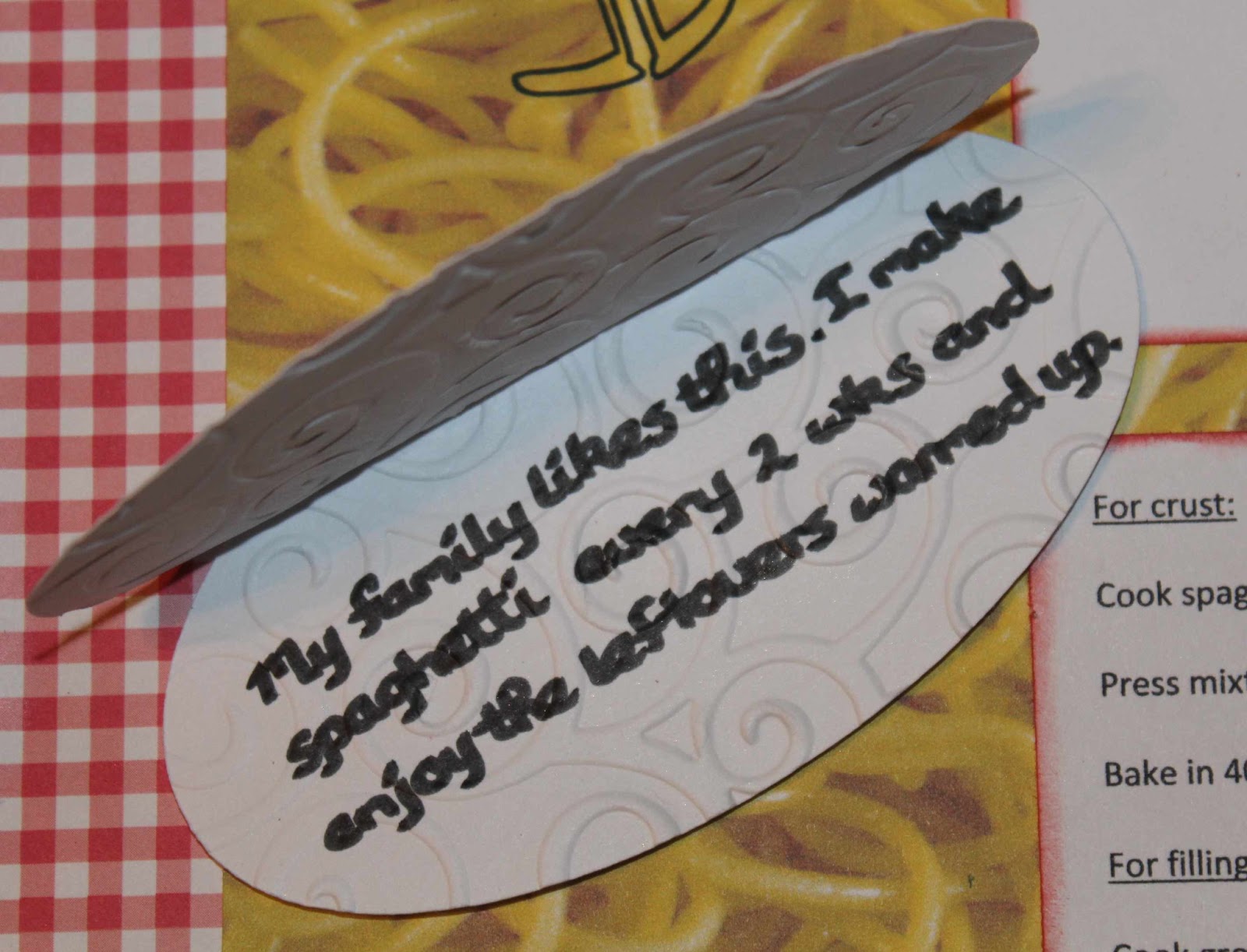 Created by Sunshine HoneyBee: Spaghetti Recipe Scrapbook Layout