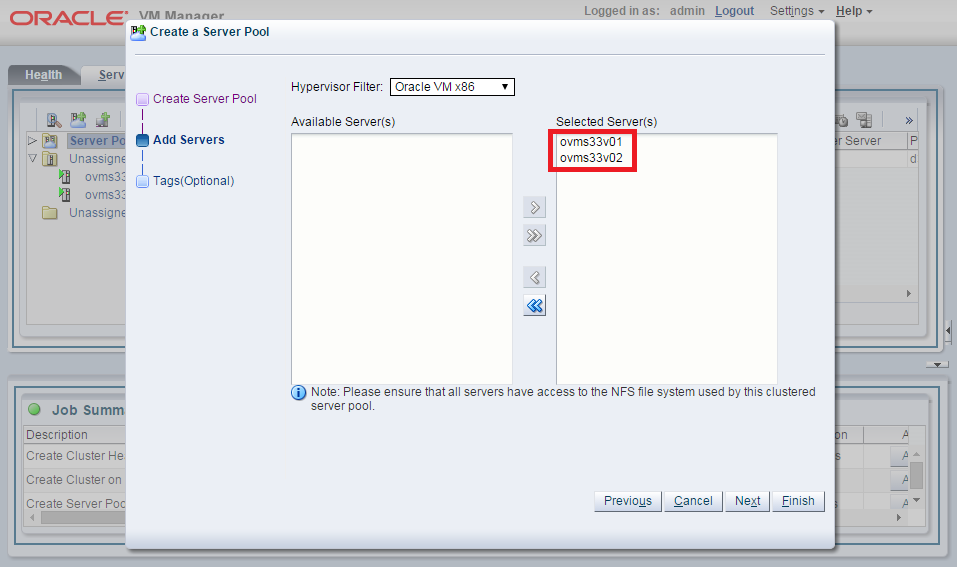 Oracle Linux とその周辺のもの: Oracle VM Manager 3.3.3 での Server Pool 作成。
