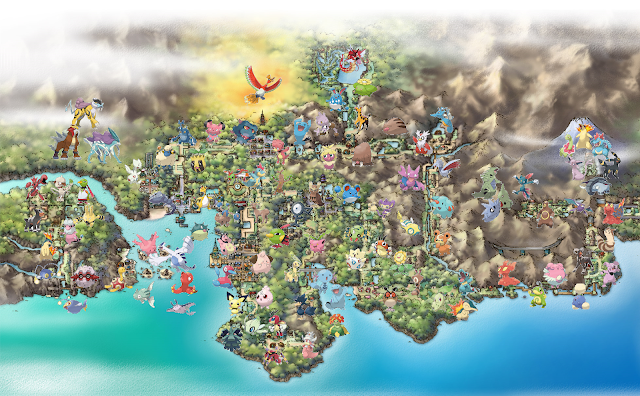 Pokemon y Fakemon: Mapa de Johto, estilo LGPE