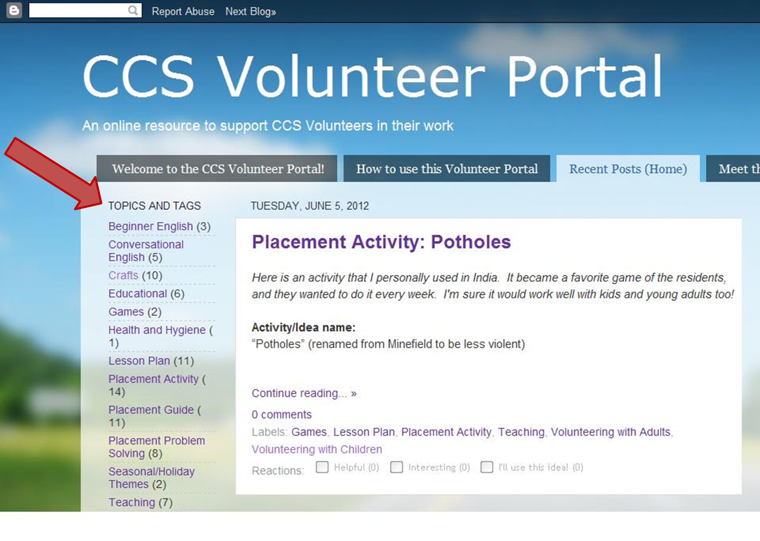 CCS Volunteer Portal: How to use this Volunteer Portal