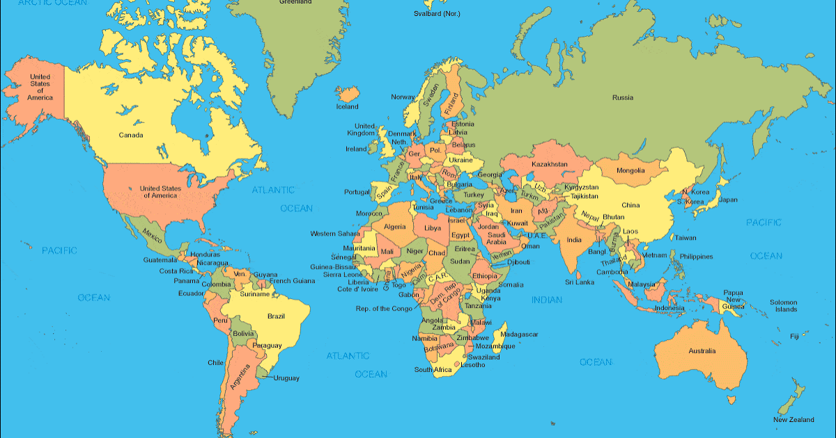 different world map image ~ Social Science Materail