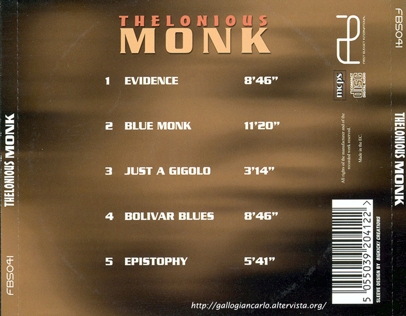Thelonious Monk - Jazz Classics Including Evidence & Blue Monk
