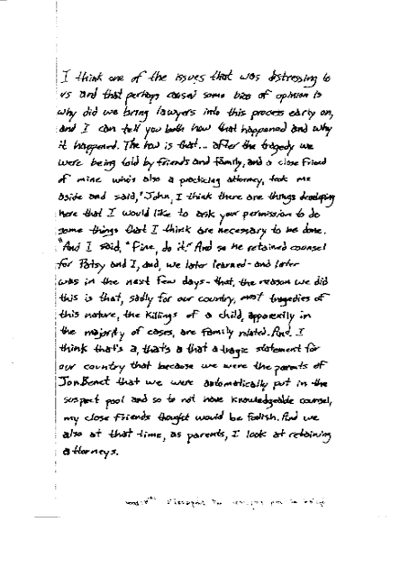 Solving the JonBenet Ramsey Case: The Moving Finger