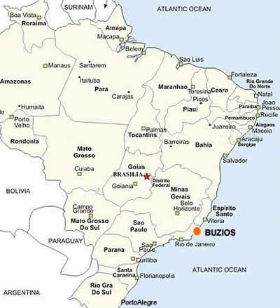 Playas de Brasil: Ubicación de Búzios en el mapa de Brasil