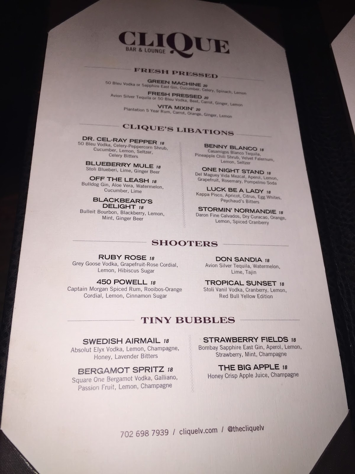 LAS VEGAS DAZE: CliQue New Lounge and Bar at THE Cosmopolitan!