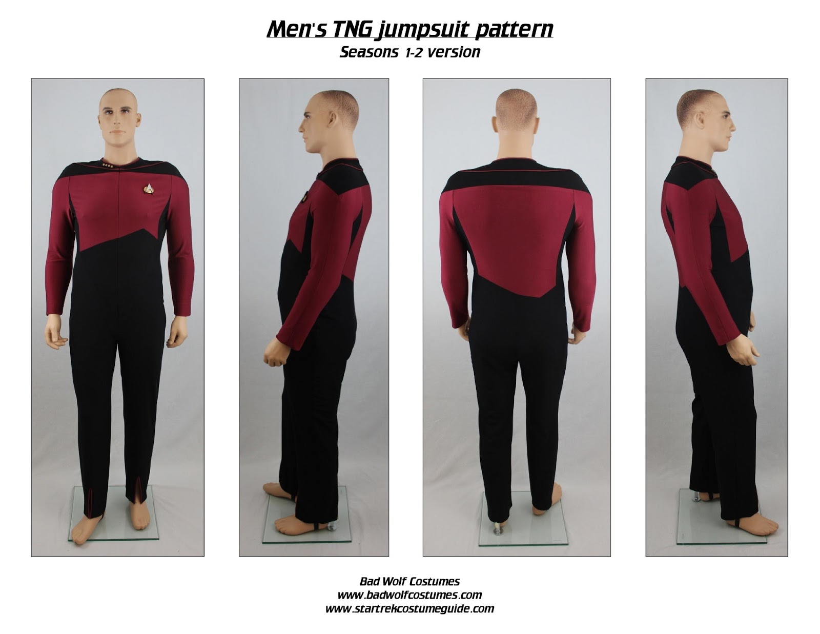Bad Wolf Costumes: Star Trek TNG Men's Jumpsuit Sewing Pattern