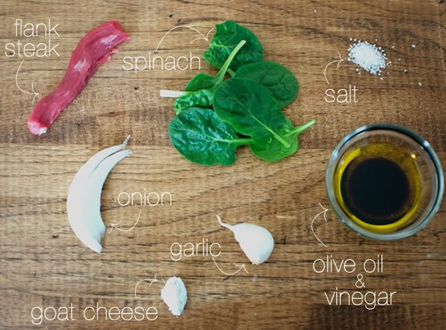 Fish and Veggies: Flank Steak with Goat Cheese Salad