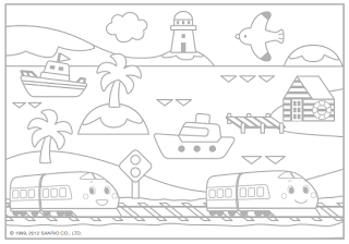 Shinkansen Sanrio Sketch Coloring Page