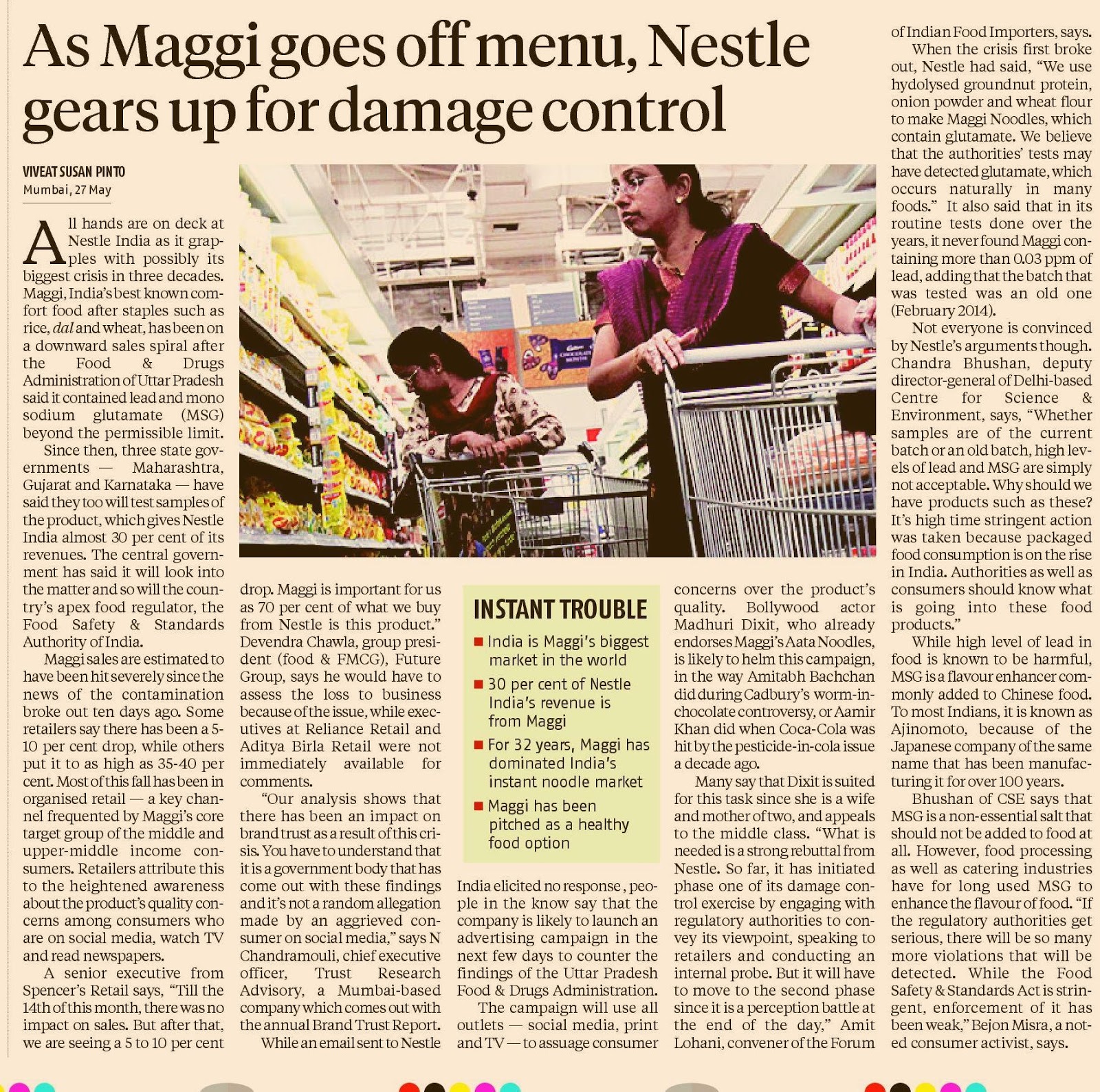 FOOD SAFETY LATEST: As Maggi goes off menu, Nestle gears up for damage ...