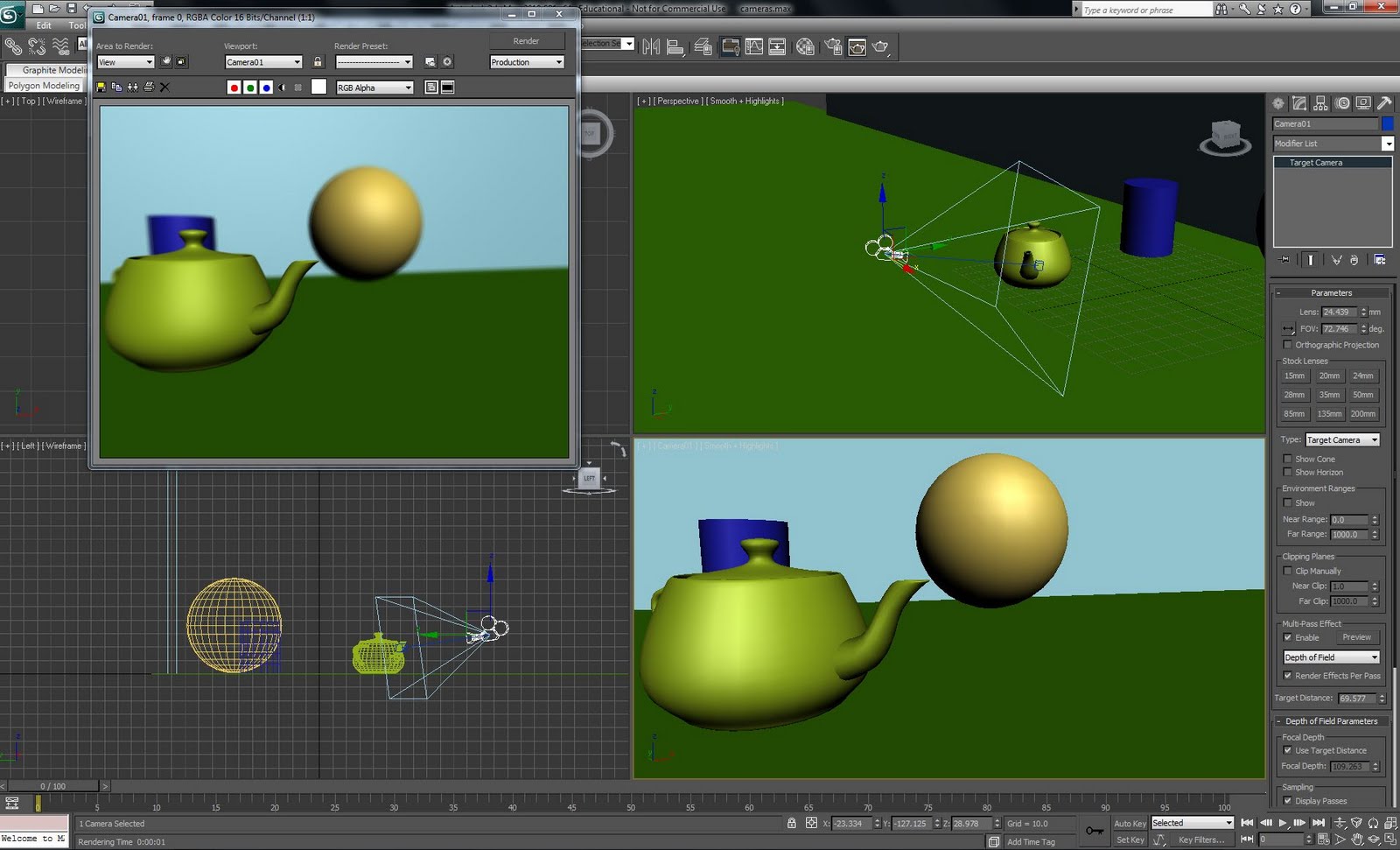 3D Modelling and Animation: Using cameras