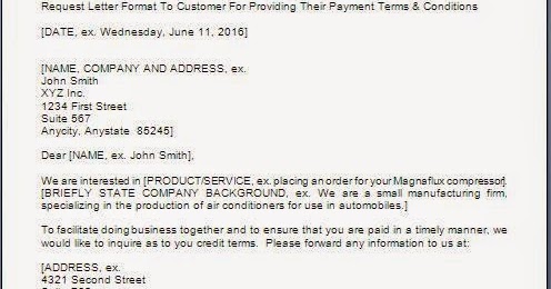 Sample Letter Asking For Credit Terms